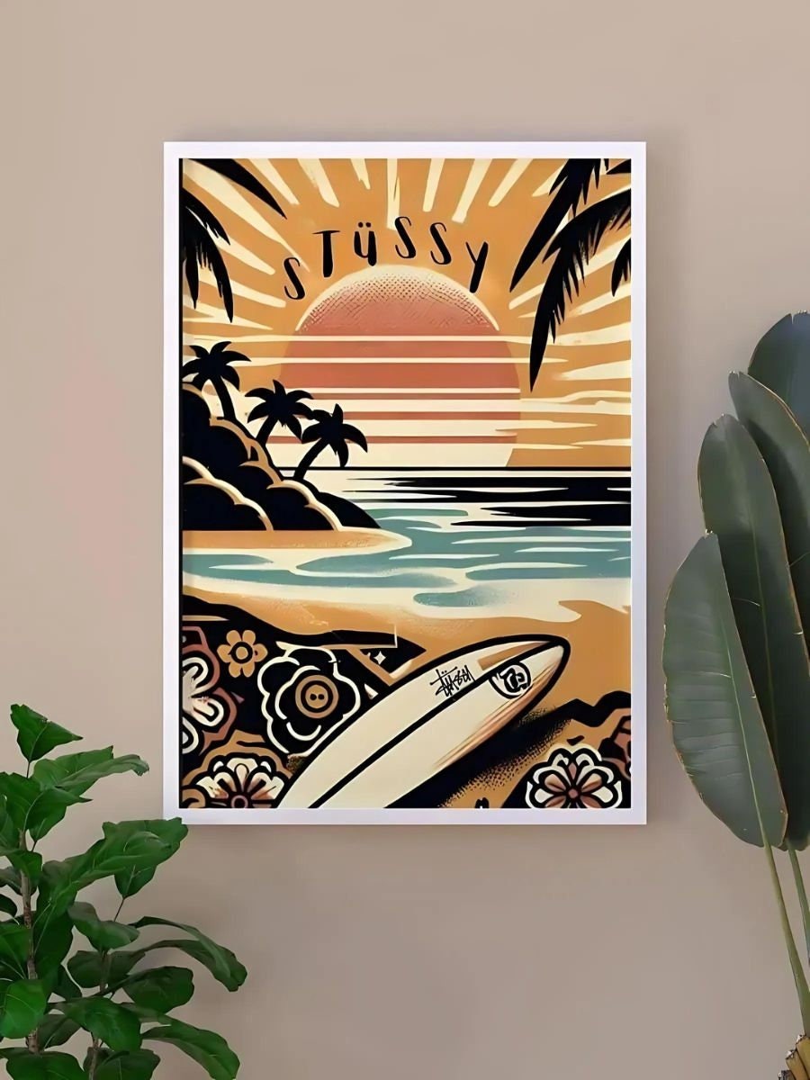 Vintage Stussy Surfboard Poster, Surf Poster for Your Room, Retro Wall ...