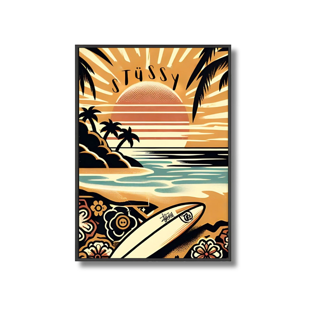 Vintage Stussy Surfboard Poster, Surf Poster for Your Room, Retro Wall ...