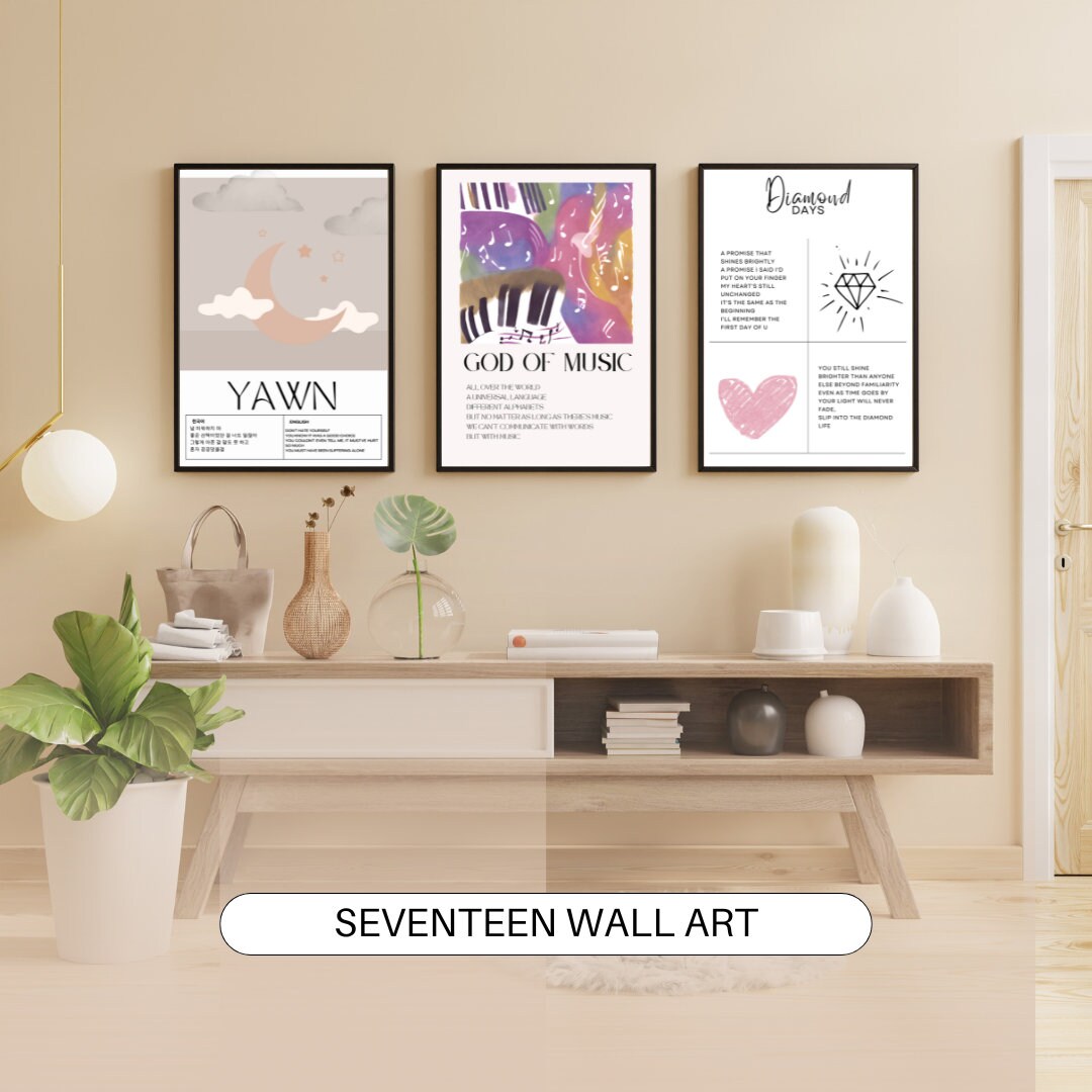 Set of 3 Seventeen, Wall Art, Wall Prints, Digital Download, SVT, Yawn ...