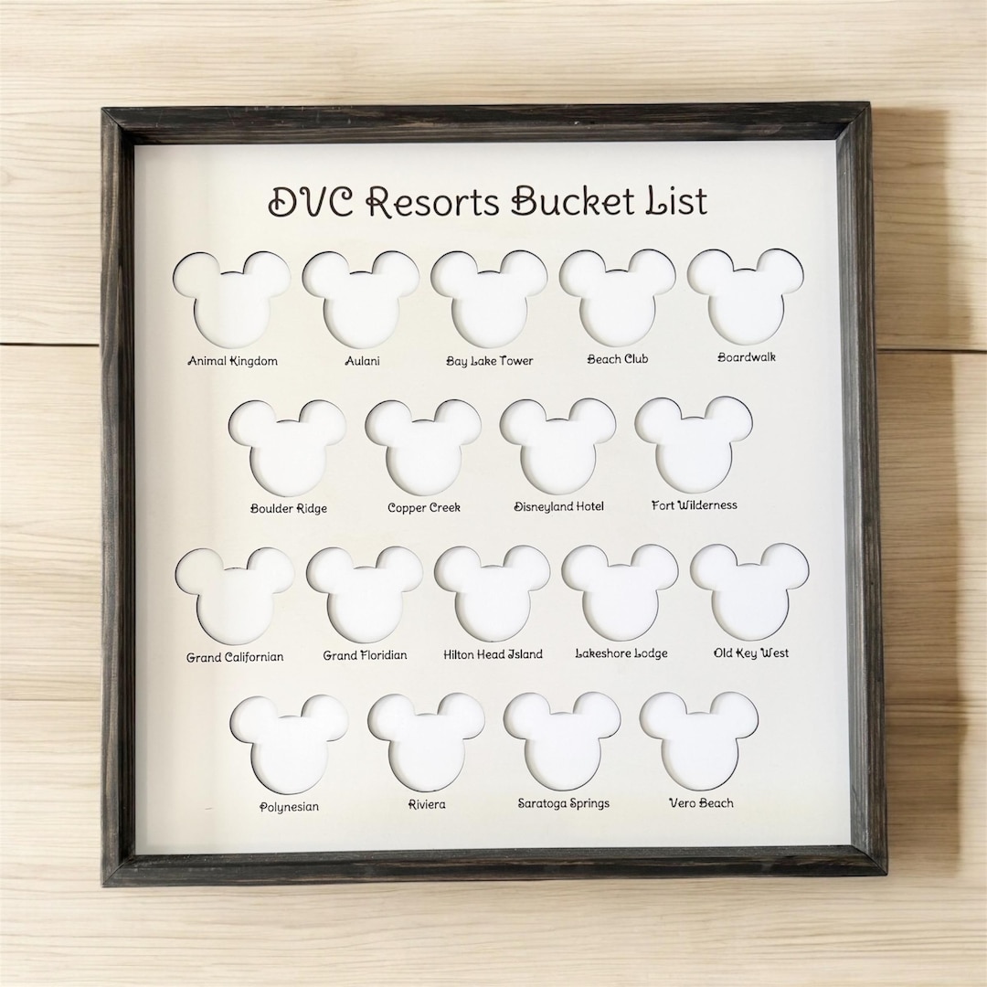 Bucket List - DVC Resort Hotels | Photo Frame | Fan Gift | Wall Art - Etsy