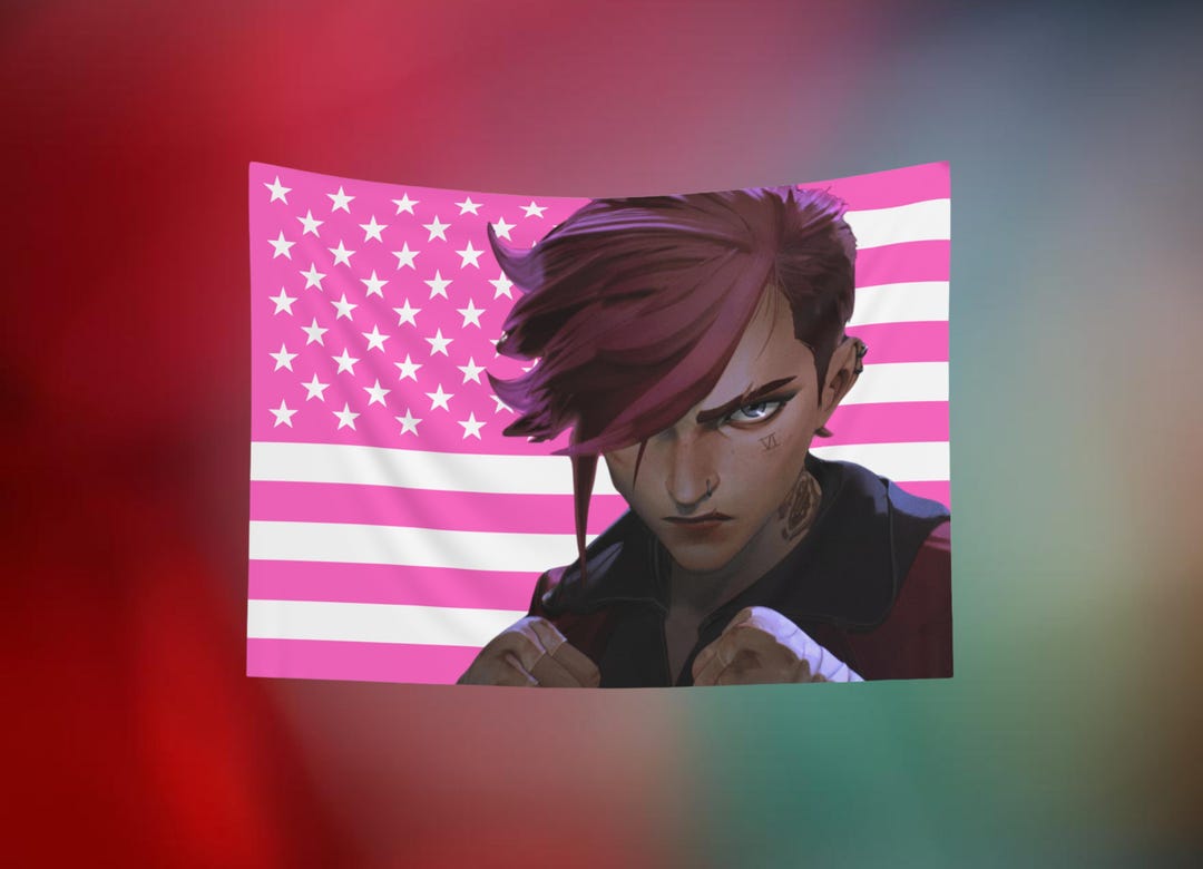 Vi American Flag Tapestry | League of Legends, Arcane Wall Art - Etsy
