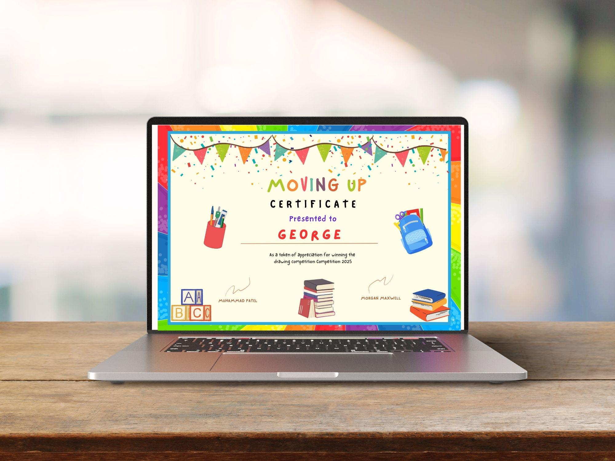 Editable Preschool Moving up Certificates, Kids School Award ...