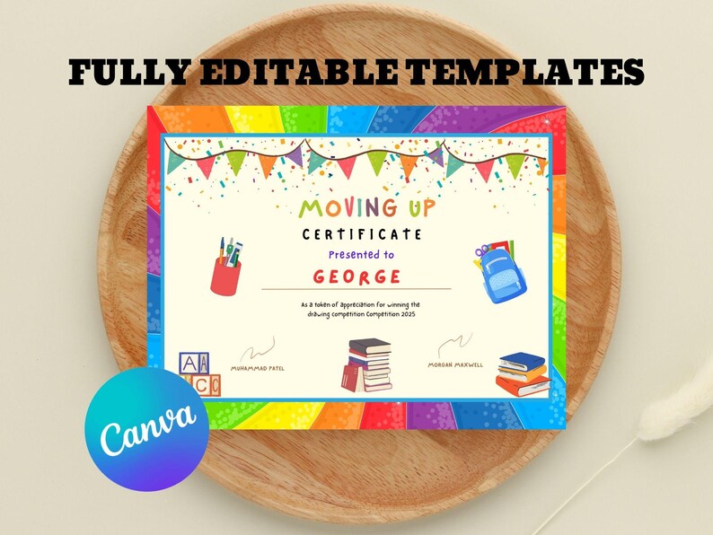 Editable Preschool Moving up Certificates, Kids School Award ...