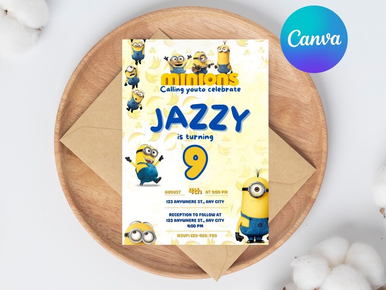 Editable Minions Birthday Invitation Colorful Children's Party ...