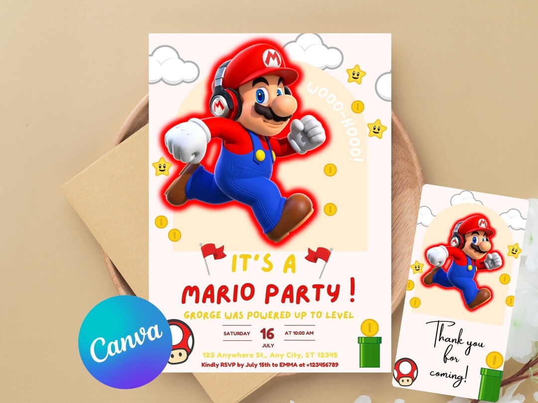 Super Mario Birthday Invitation | Birthday Invitation | Super Mario ...