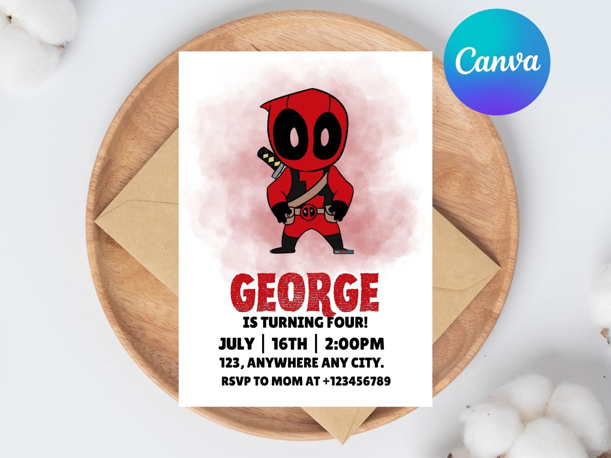 Tarjetas de invitación de cumpleaños de Deadpool personalizables ...