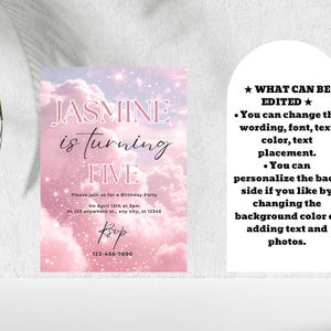 Cloud Birthday Invitation, 1th Birthday Invite, 2nd Birthday Invitation ...