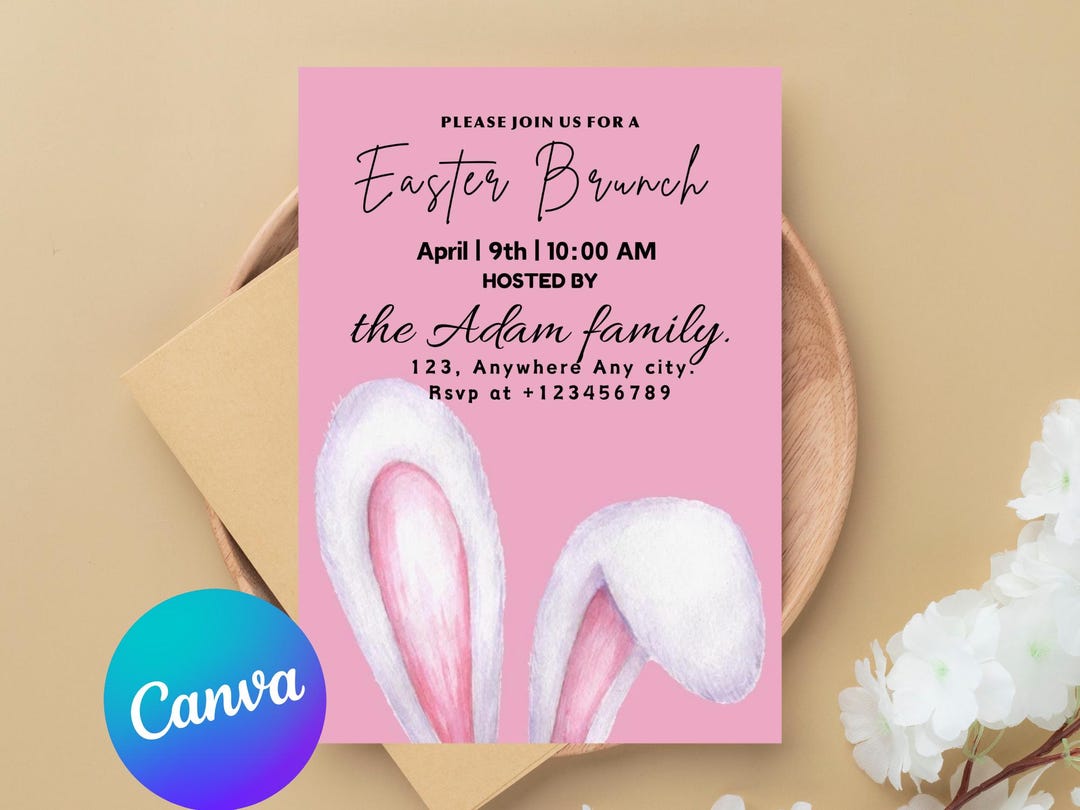 Editable Easter Egg Hunt Invitation, Easter Brunch Invite, Bunny Easter ...