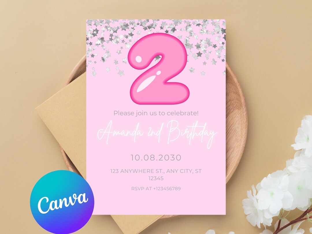 Silver Stars 26th Birthday Invitation Template, Glam Birthday ...