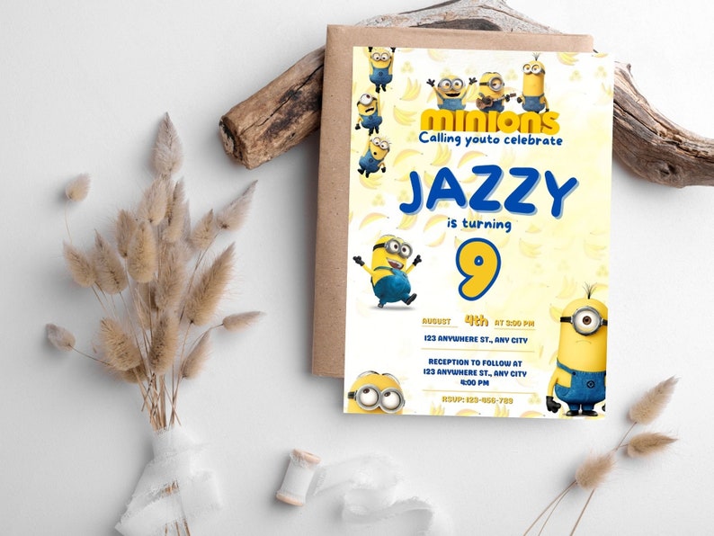 Editable Minions Birthday Invitation Colorful Children's Party ...