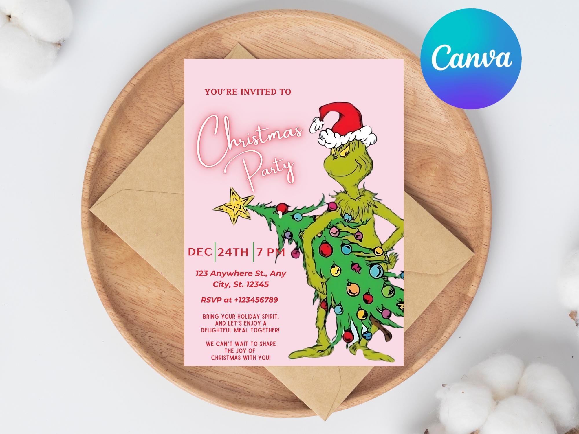 Editable Grinch Party Invitation | Merry Grinchmas Invitation | Grinch ...