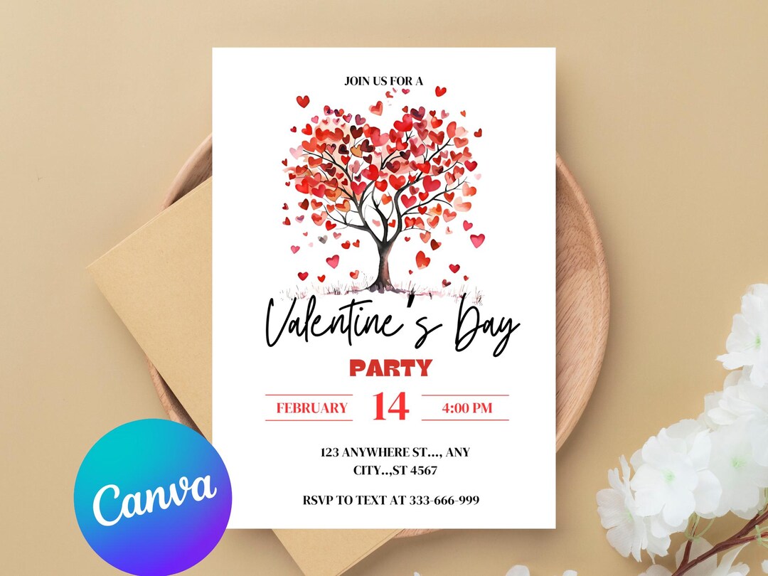 Valentine's Day Party Invitation, Party Evite, Customizable Valentine's ...