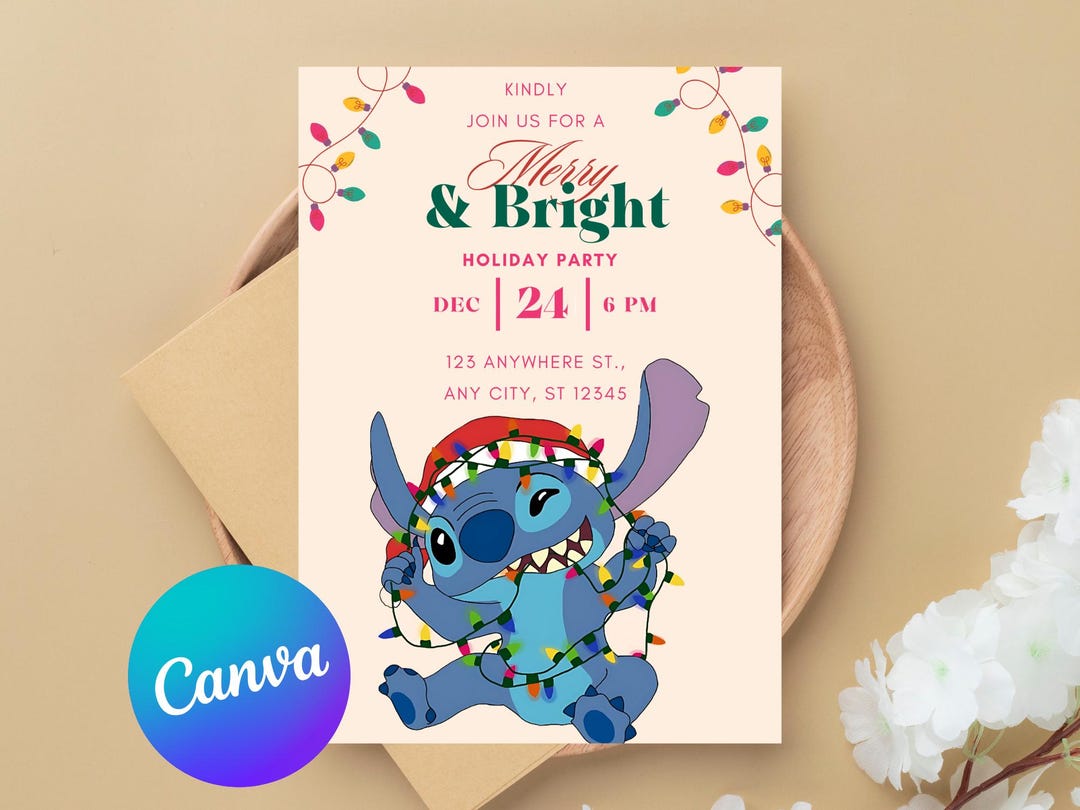 Stitch Christmas Invitation Stitch Birthday Invitation Stitch Party ...
