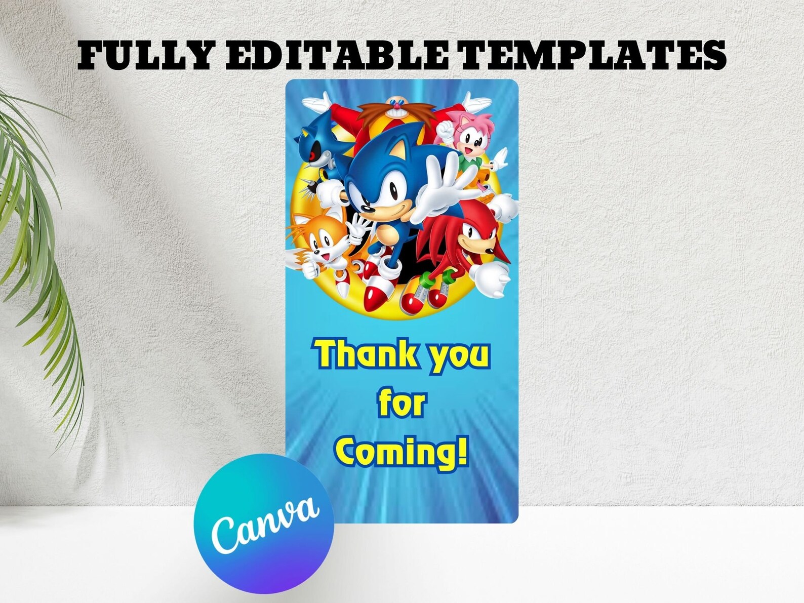 Editable Sonic Birthday Invitation Template, Printable Birthday Party ...