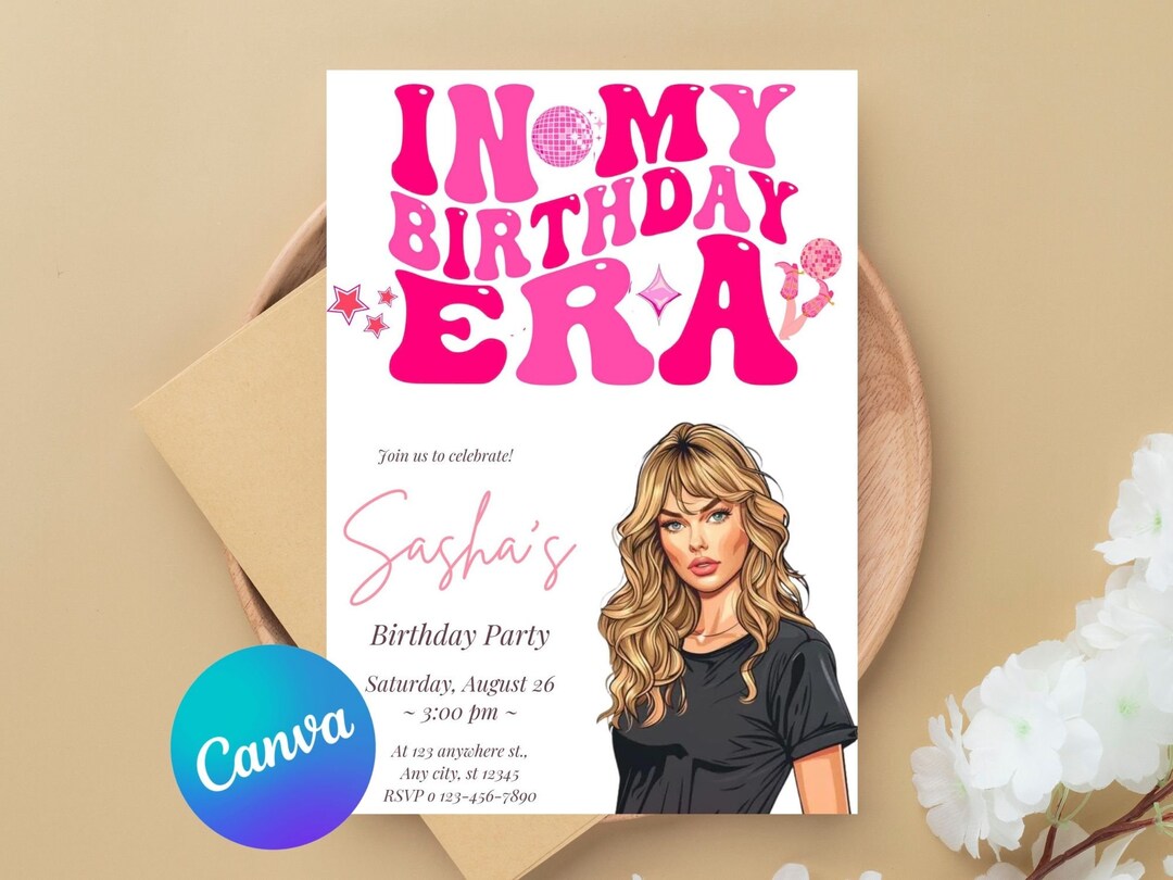 Taylor Birthday Invite, Taylor Invites, in My Birthday Era Party Invite ...