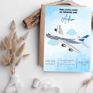Editable Airplane Party Invite - Airplane Birthday Invitation, Airplane ...