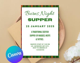 Burns Night Supper Invitation Digital Download | Robert Burns ...