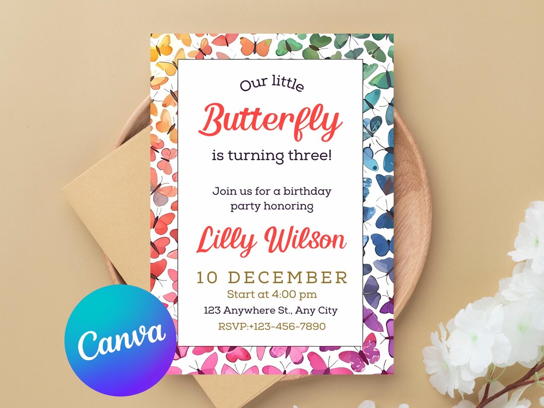 Butterfly Invitation Butterfly Birthday Invitation Purple Butterfly ...