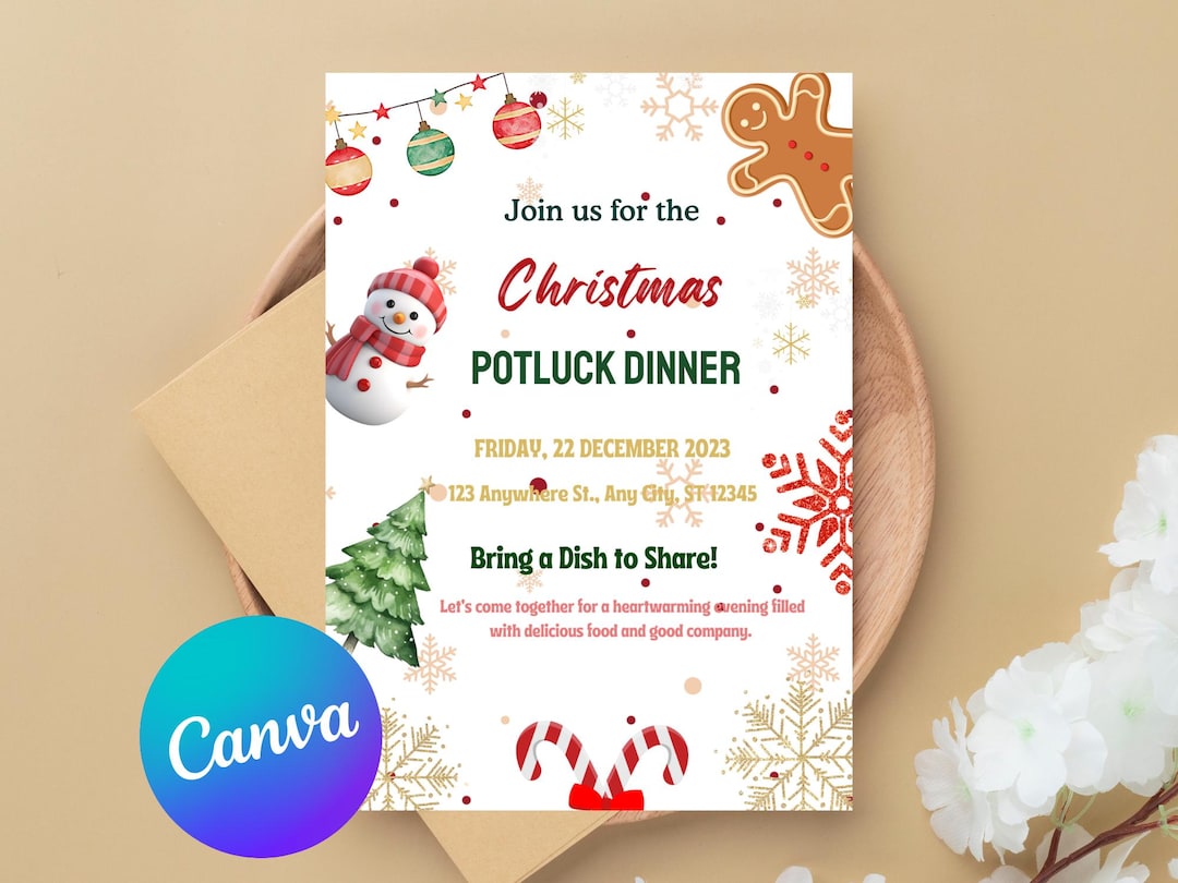 Christmas Potluck Flyer, Christmas Potluck Flyer Template, Potluck ...