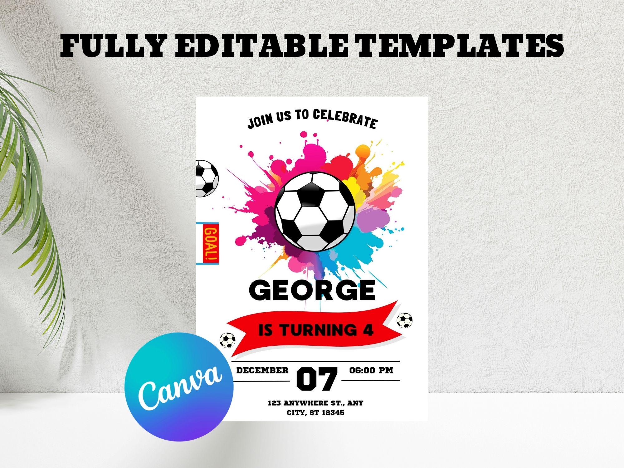 EDITABLE Soccer Birthday Invitation, Soccer Invitation, 5x7 Editable ...