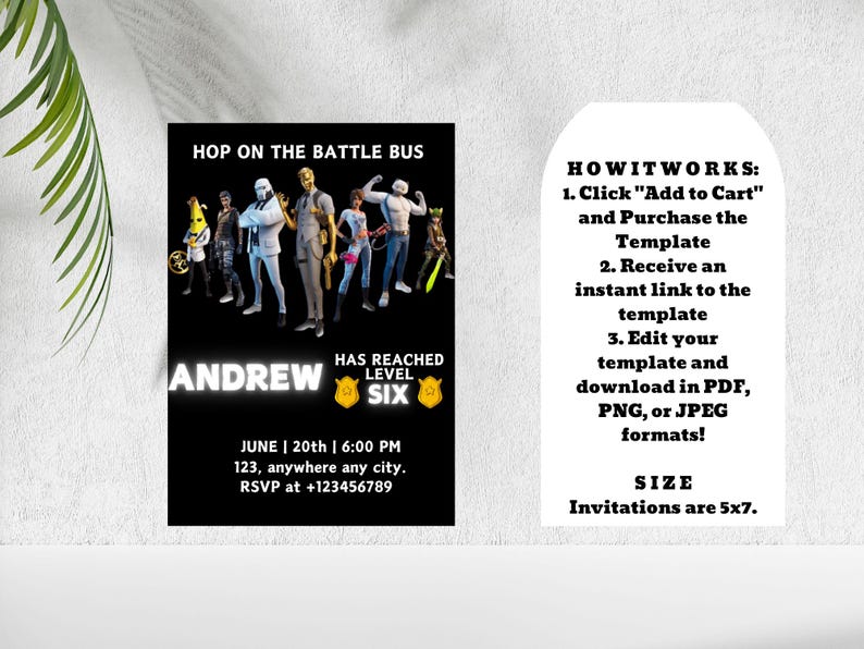 Editable Video Game Birthday Party Invitation | Personalized Fortnight ...