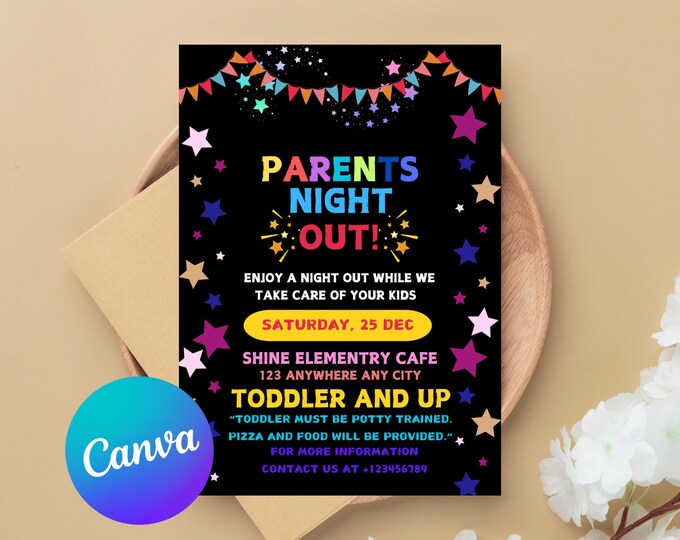 EDITABLE Parents Night Out Flyer, Printable PTA, PTO, School Family ...