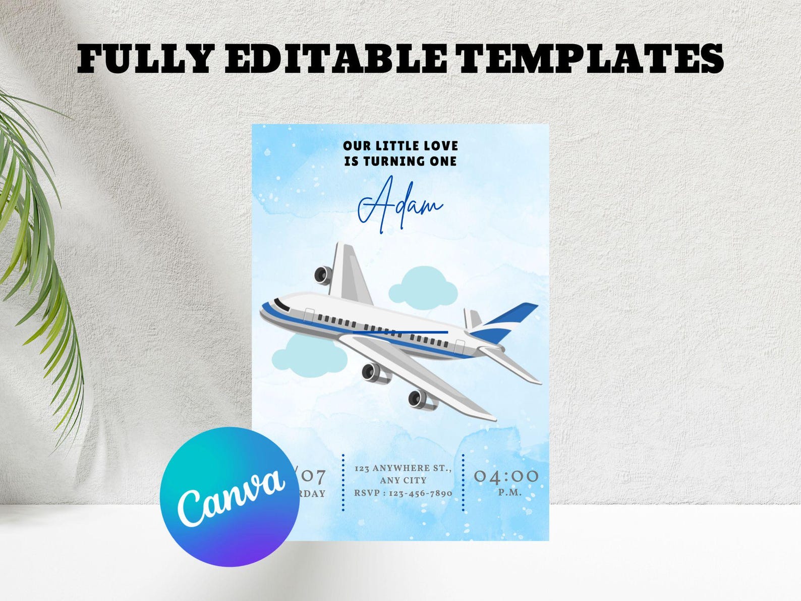 Editable Airplane Party Invite - Airplane Birthday Invitation, Airplane ...