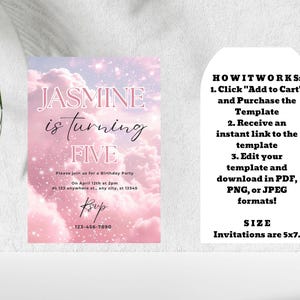 Cloud Birthday Invitation, 1th Birthday Invite, 2nd Birthday Invitation ...