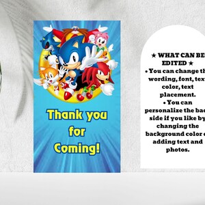Editable Sonic Birthday Invitation Template, Printable Birthday Party ...