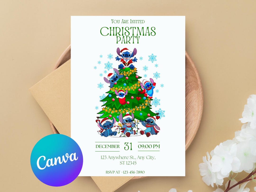 Stitch Christmas Invitation Stitch Invitation Stitch Birthday Stitch ...