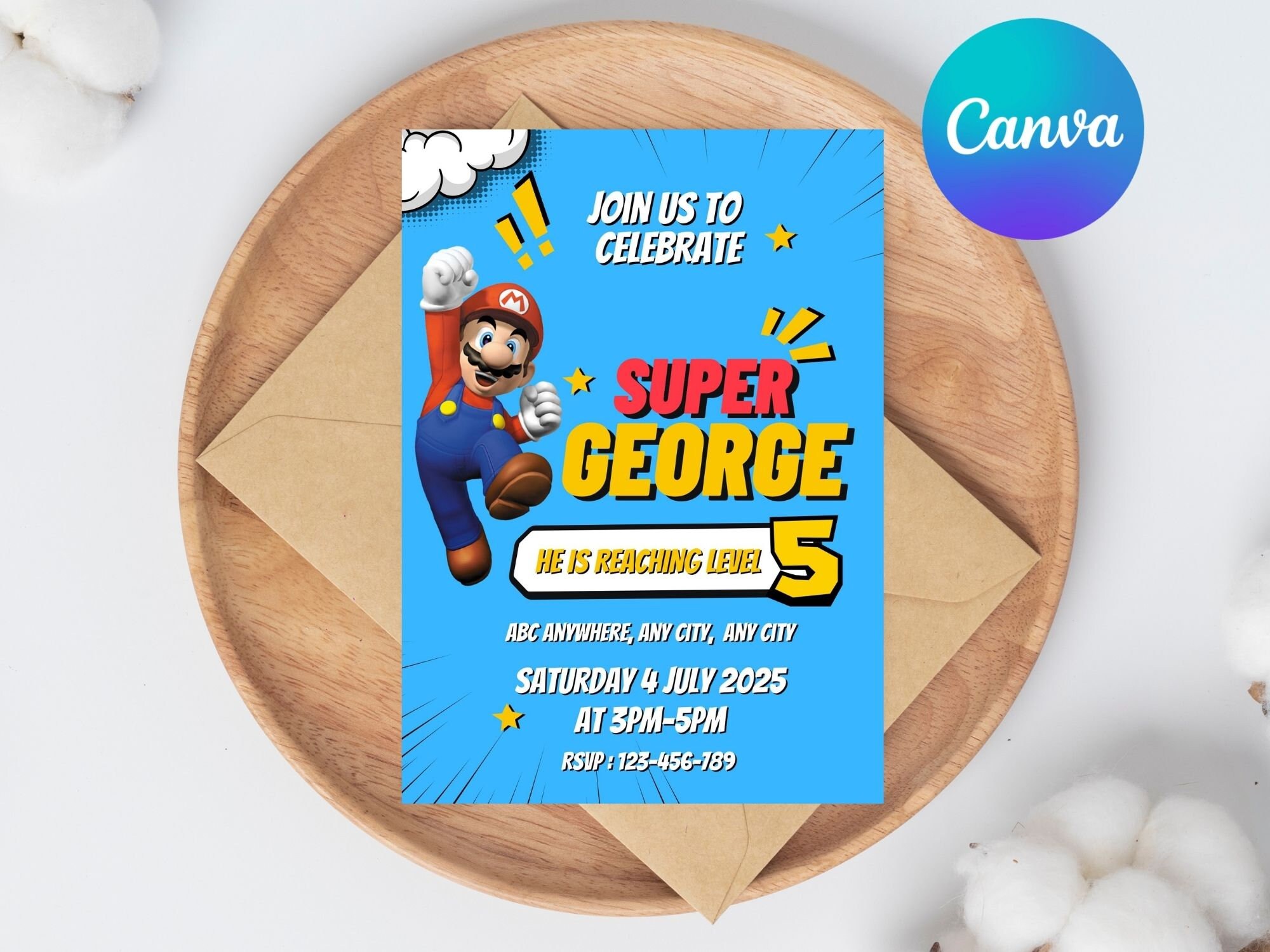 Editable Mario Invitation, Super Mario Birthday Invitation. Mario ...