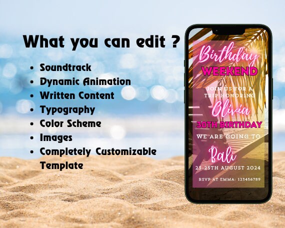 Editable Birthday Weekend Itinerary, Digital Birthday Weekend ...