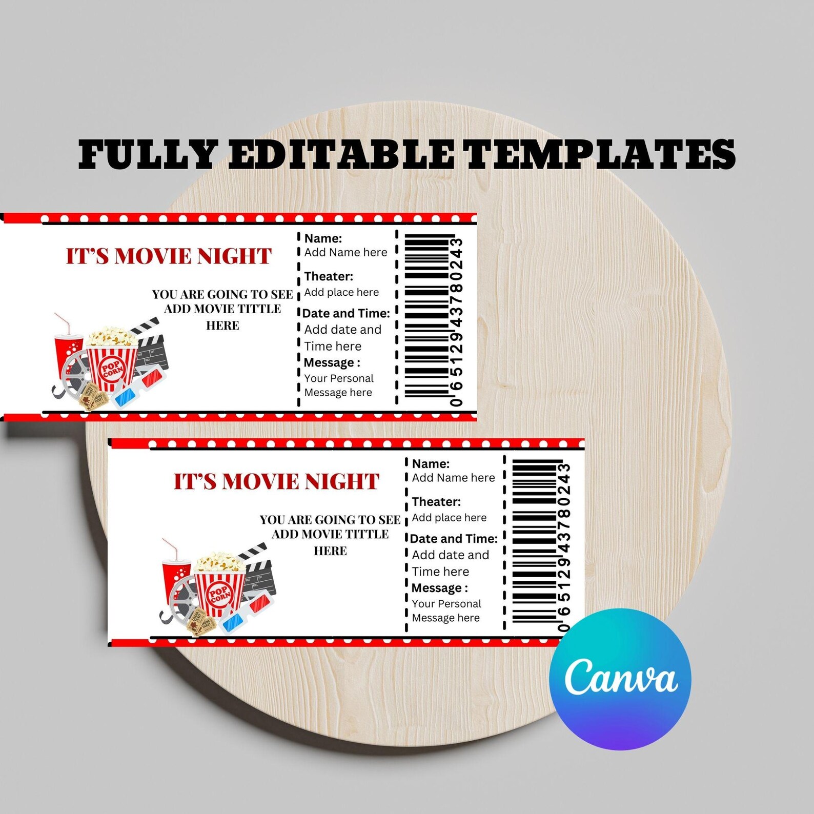 Movie Night Ticket,movie Ticket,movie Invitation,surprise Movie Night ...