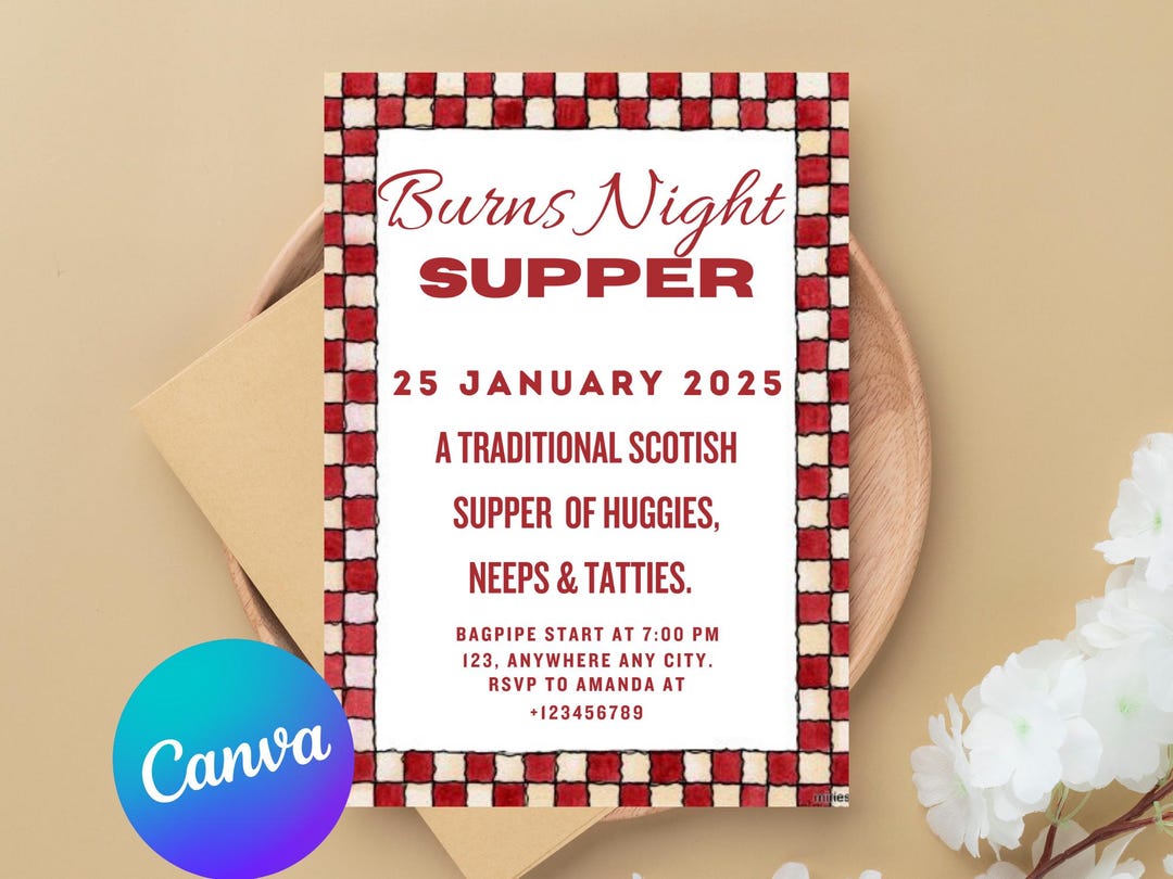 Burns Night Invitation, Editable Burns Night Invite, Burns Night Supper ...