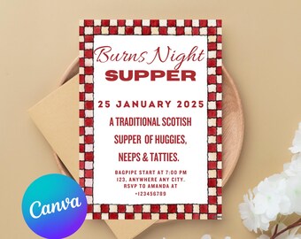 Burns Night Supper Invitation, Burns Night Invitation, Burns Night ...