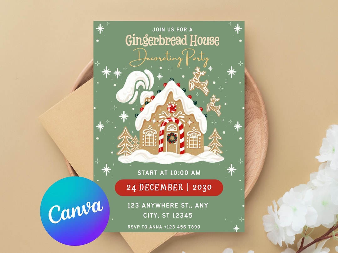 Gingerbread House Decorating Party Invitation, Gingerbread House ...