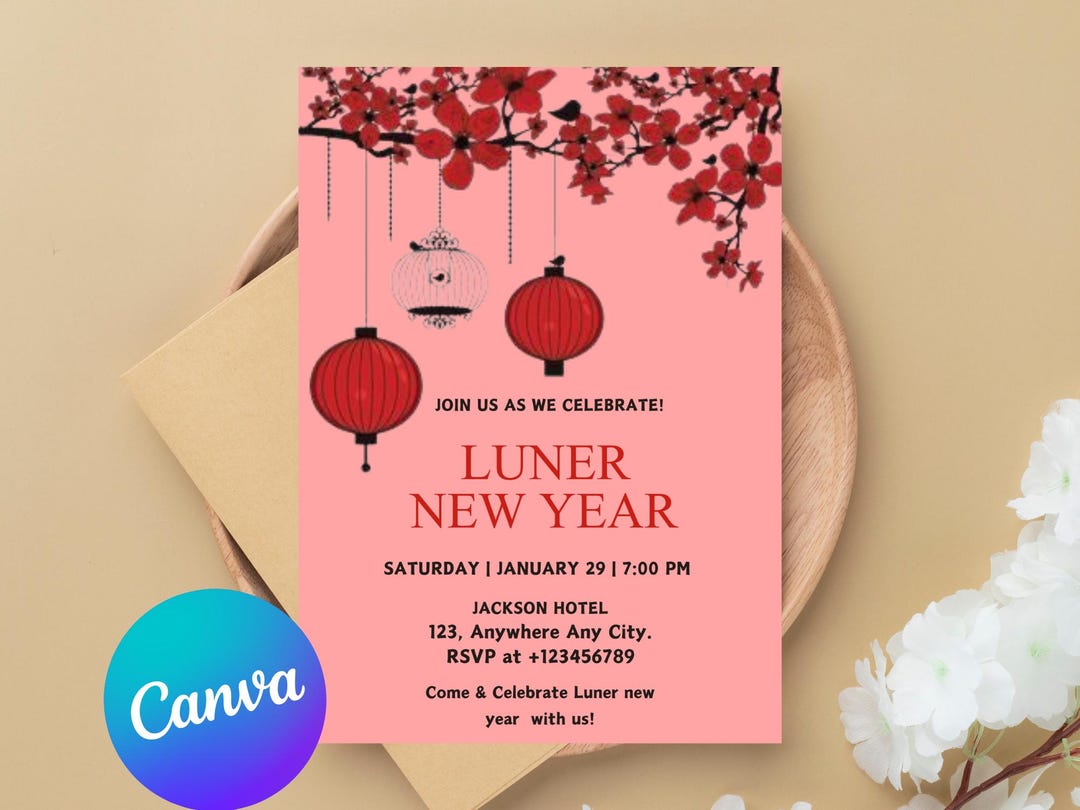 Editable Lunar New Year Invitation, Chinese New Year Invitation, Lunar ...