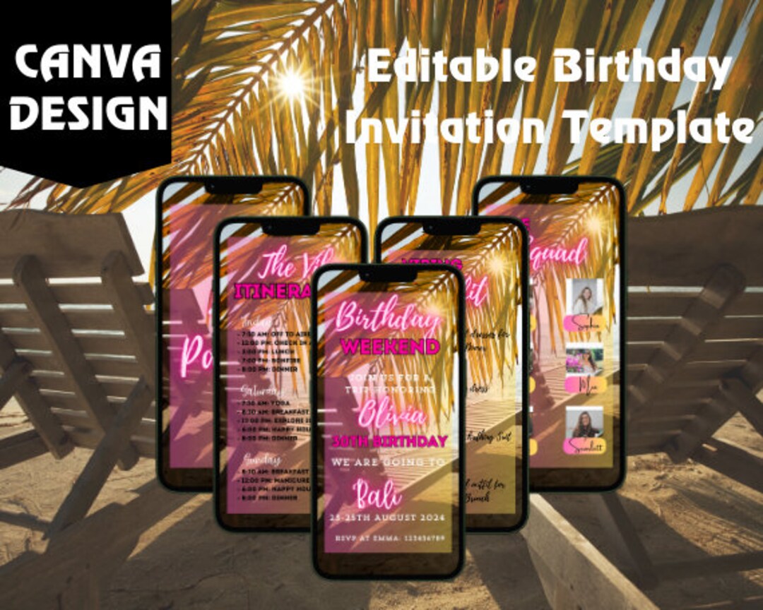 Editable Birthday Weekend Itinerary, Digital Birthday Weekend ...