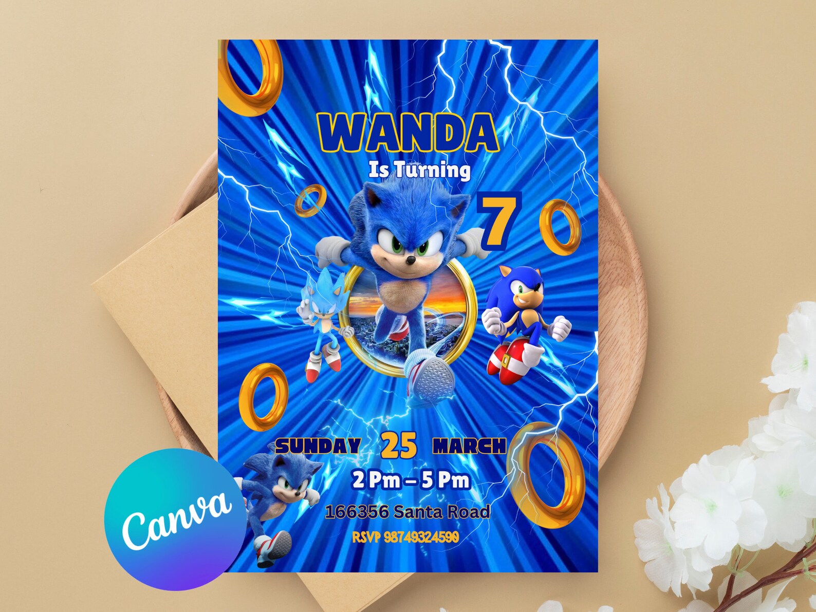 Editable Sonic Birthday Invitation Template, Sonic the Hedgehog Movie ...