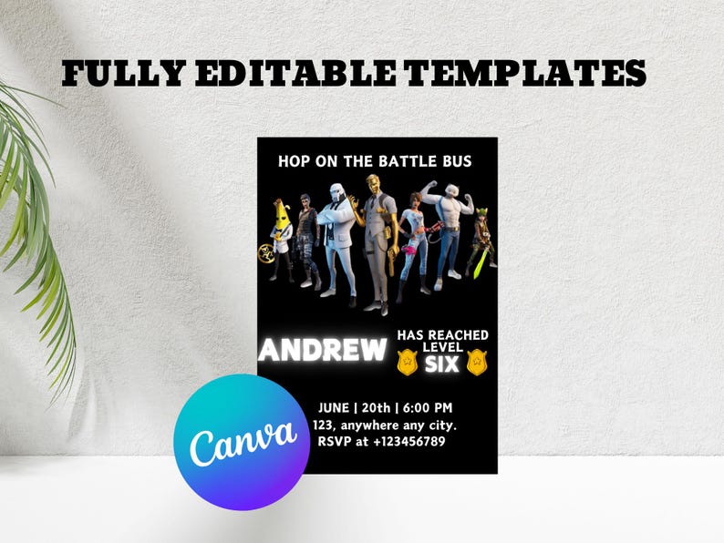 Editable Video Game Birthday Party Invitation | Personalized Fortnight ...