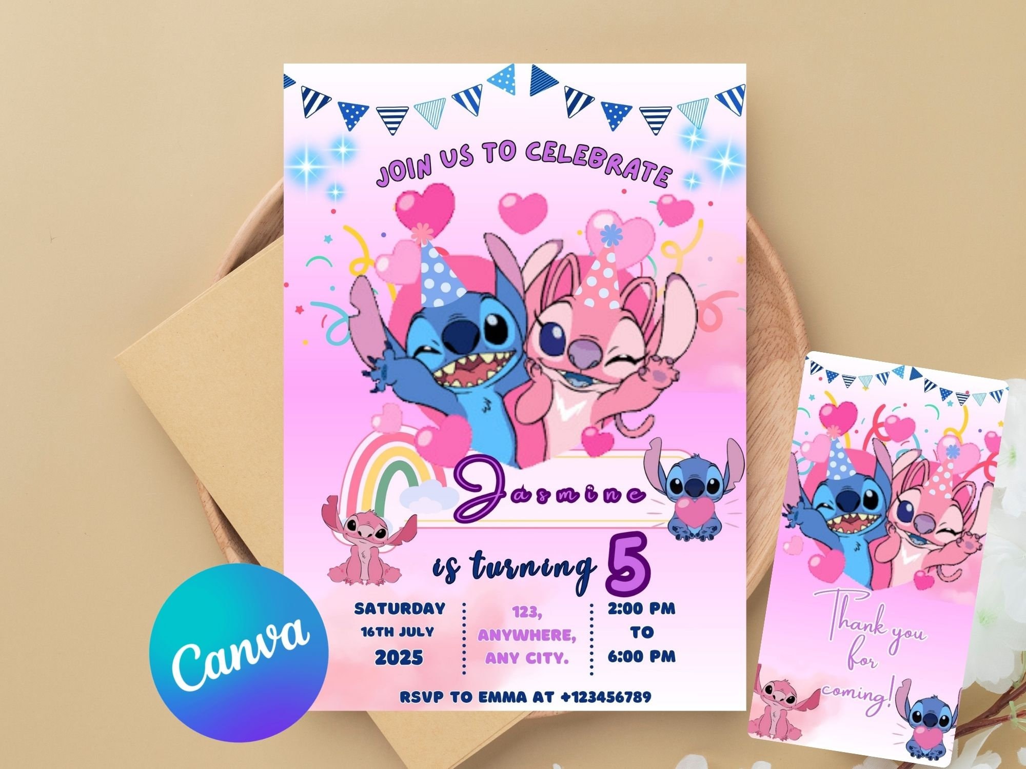 Stitch Editable Birthday Invitation Template, Printable Birthday Party ...