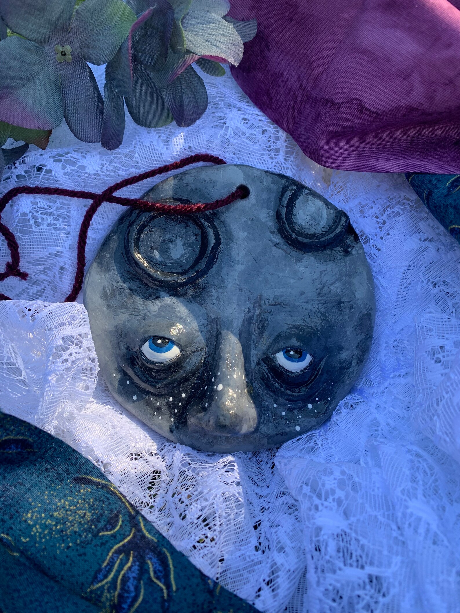 Moody Clay Hanging Moon - Etsy