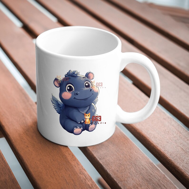 Moo Deng Little Angel Hippo With Wings PNG Cute Baby Hippo Clipart ...