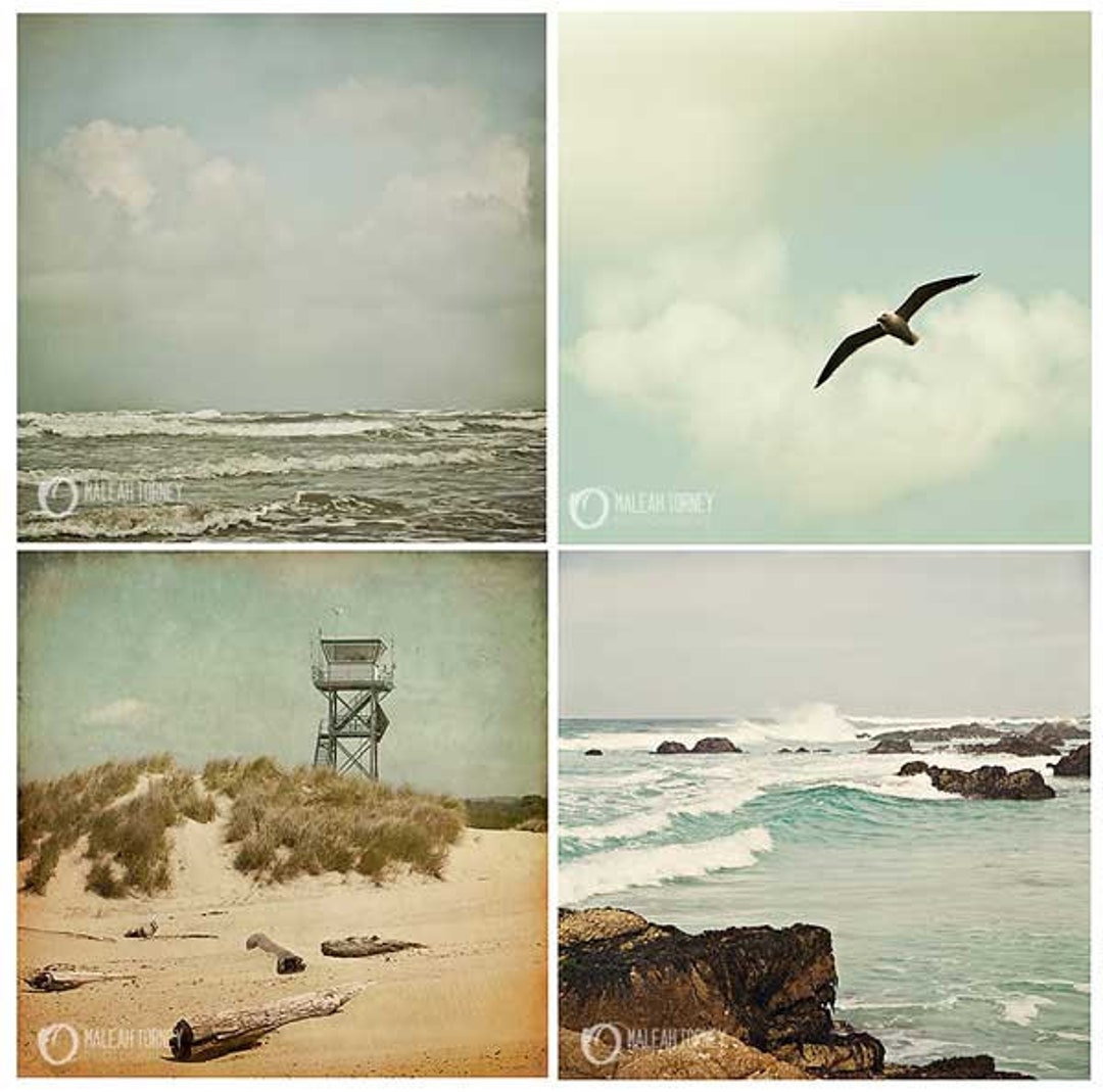 Beach Scapes Nautical Photography Collection, Aqua Blue Mini Wall Art ...