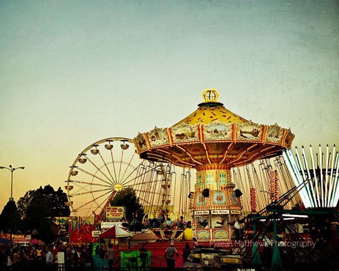 Carnival Ride Into the Sunset Photograph, Colorful Bright Wall Art ...