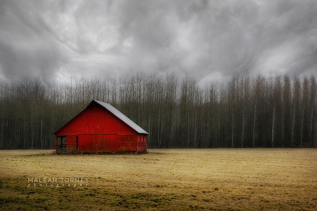 Red Barn Photography, Country Landscape Print, Farm Decor, Old Red Barn ...