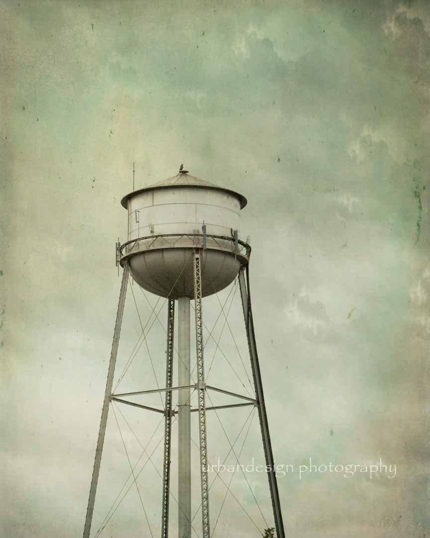 Water Tower Photography, Vintage, Historic Landscape Wall Art, Aqua ...