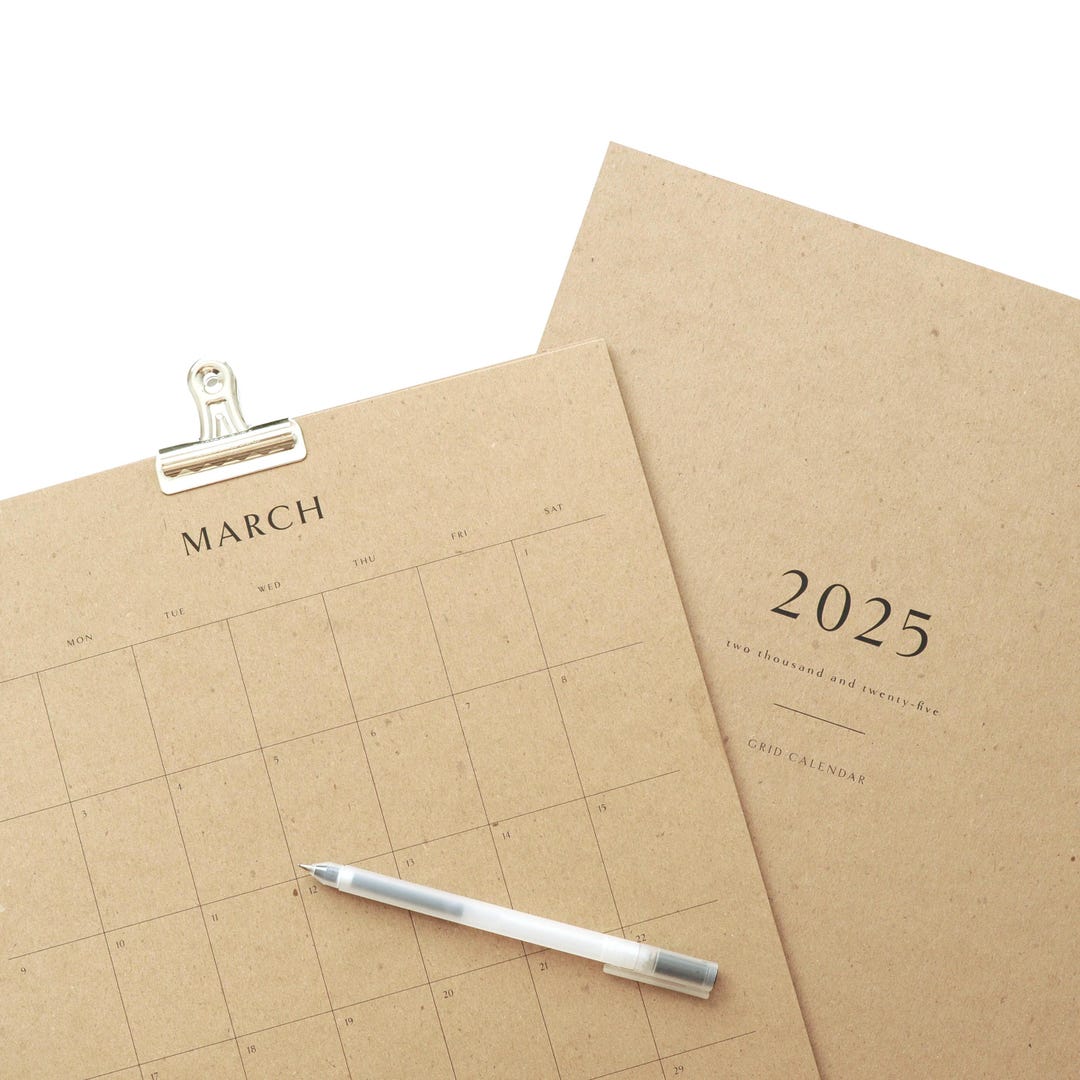 2025 Kraft Calendar Large Minimal Wall Calendar Recycled Kraft Big ...