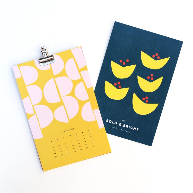 2026 Wall Calendar BOLD & BRIGHT, Small 2026 Art Calendar, Cute ...