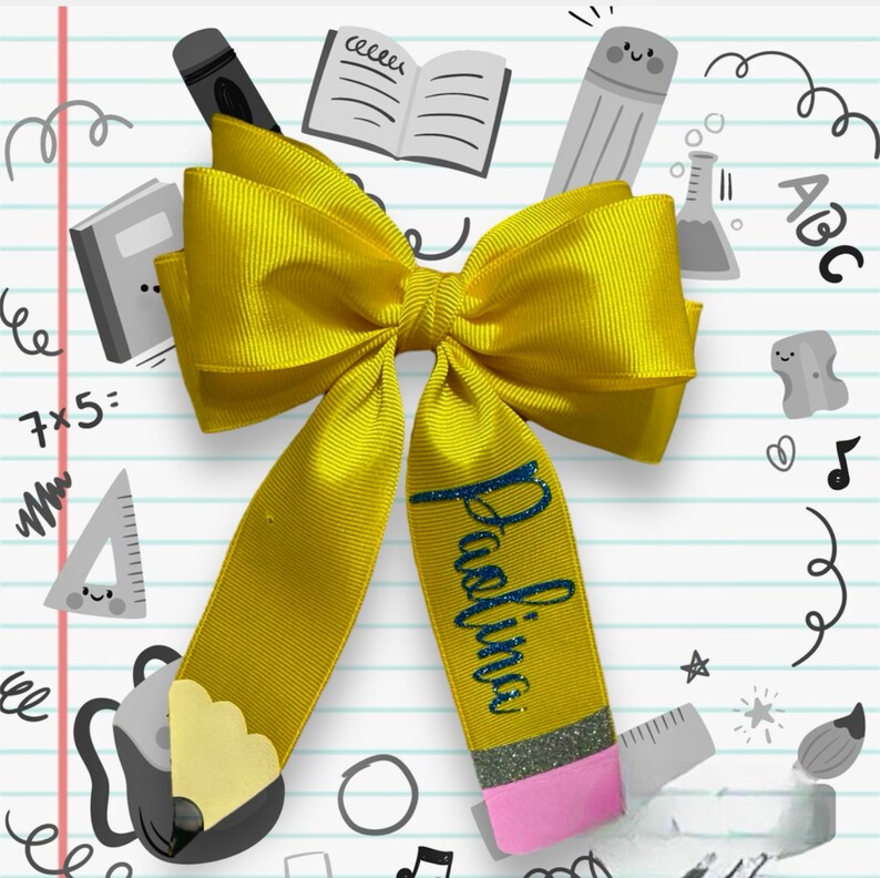 Big Bows For Girls CKDOHAPEL Pencil Hair Bow Clip Hand Drawn Yellow ...